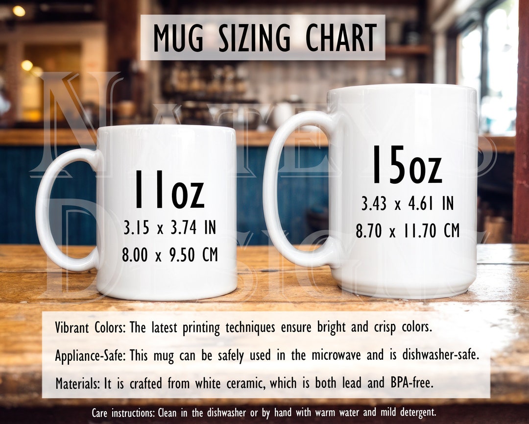 11oz & 15oz Mugs Sizing Chart - Plus Bonus Mock-up, Modern Styled ...