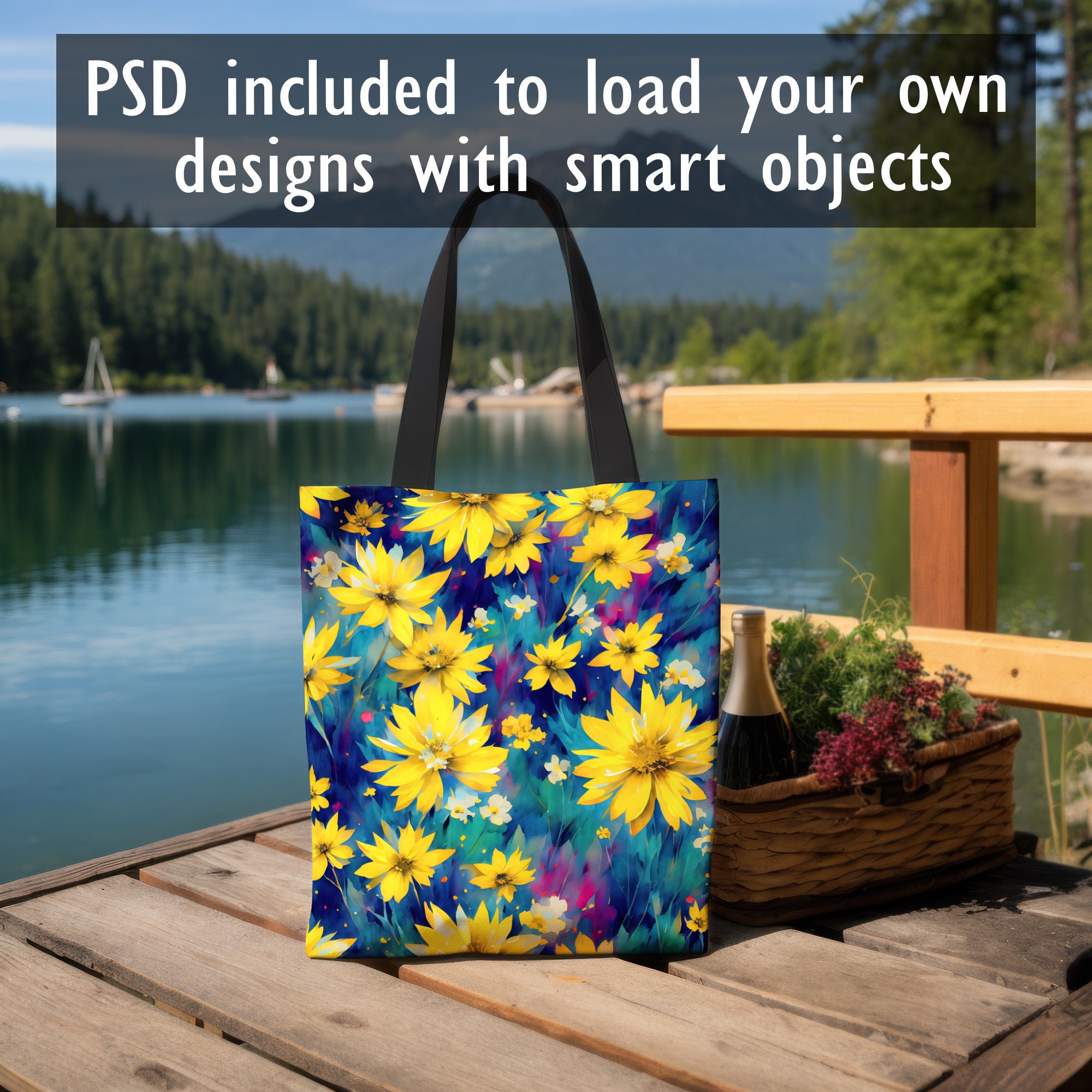 AOP Tote Shopping Bag Mockup Printify Black Handle Tote Mock - Etsy