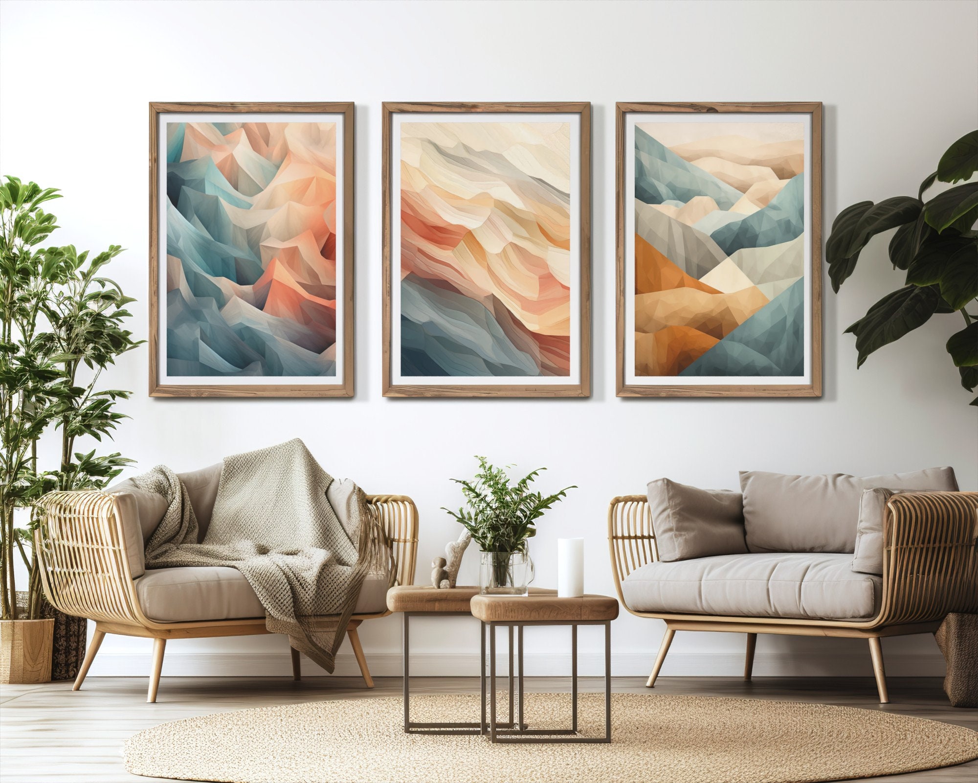 Abstract Tryptic Wall Art Set of 3, Colorful Wall Art, Printable Wall ...