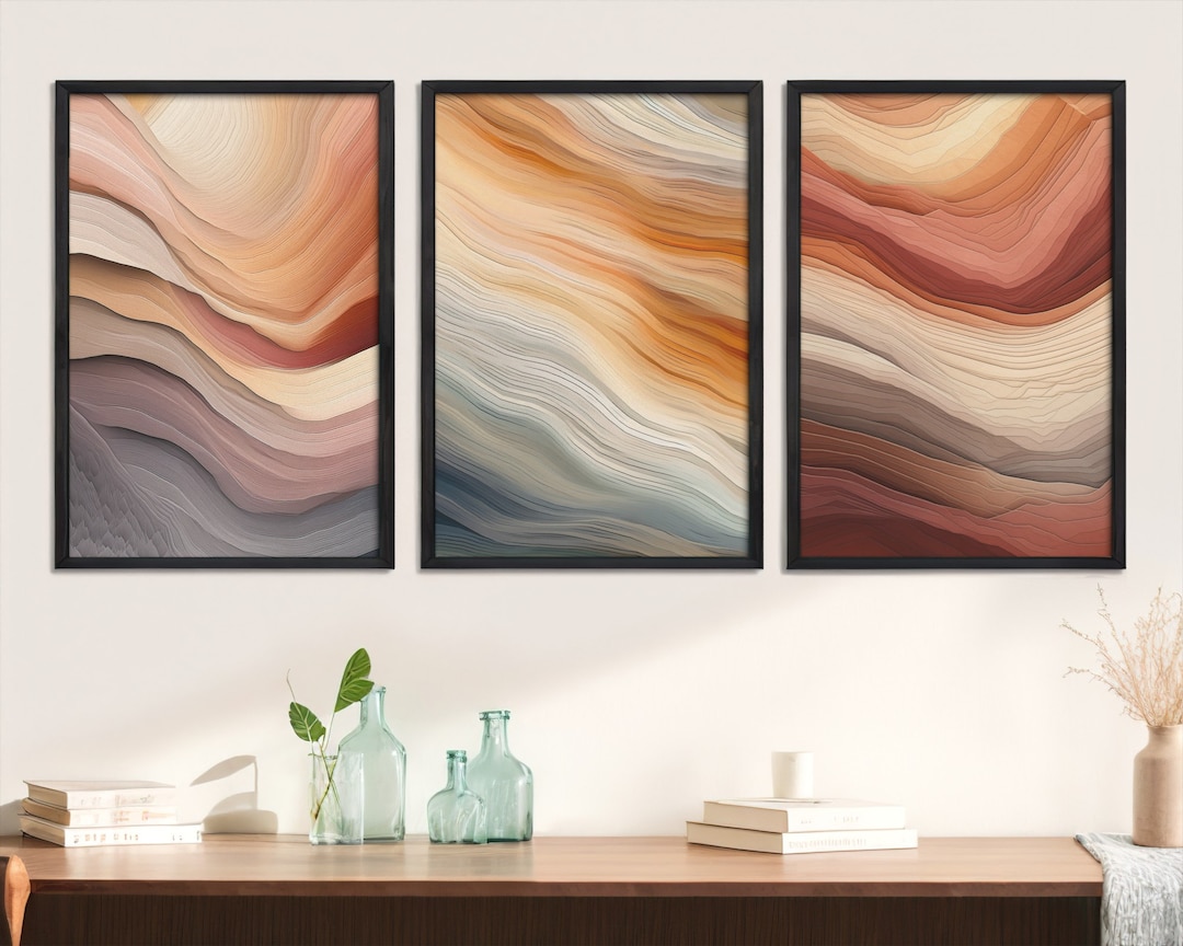 Abstract Tryptic Wall Art Set of 3, Colorful Wall Art, Printable Wall ...