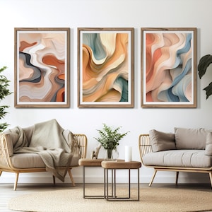 Abstract Tryptic Wall Art Set of 3, Colorful Wall Art, Printable Wall ...