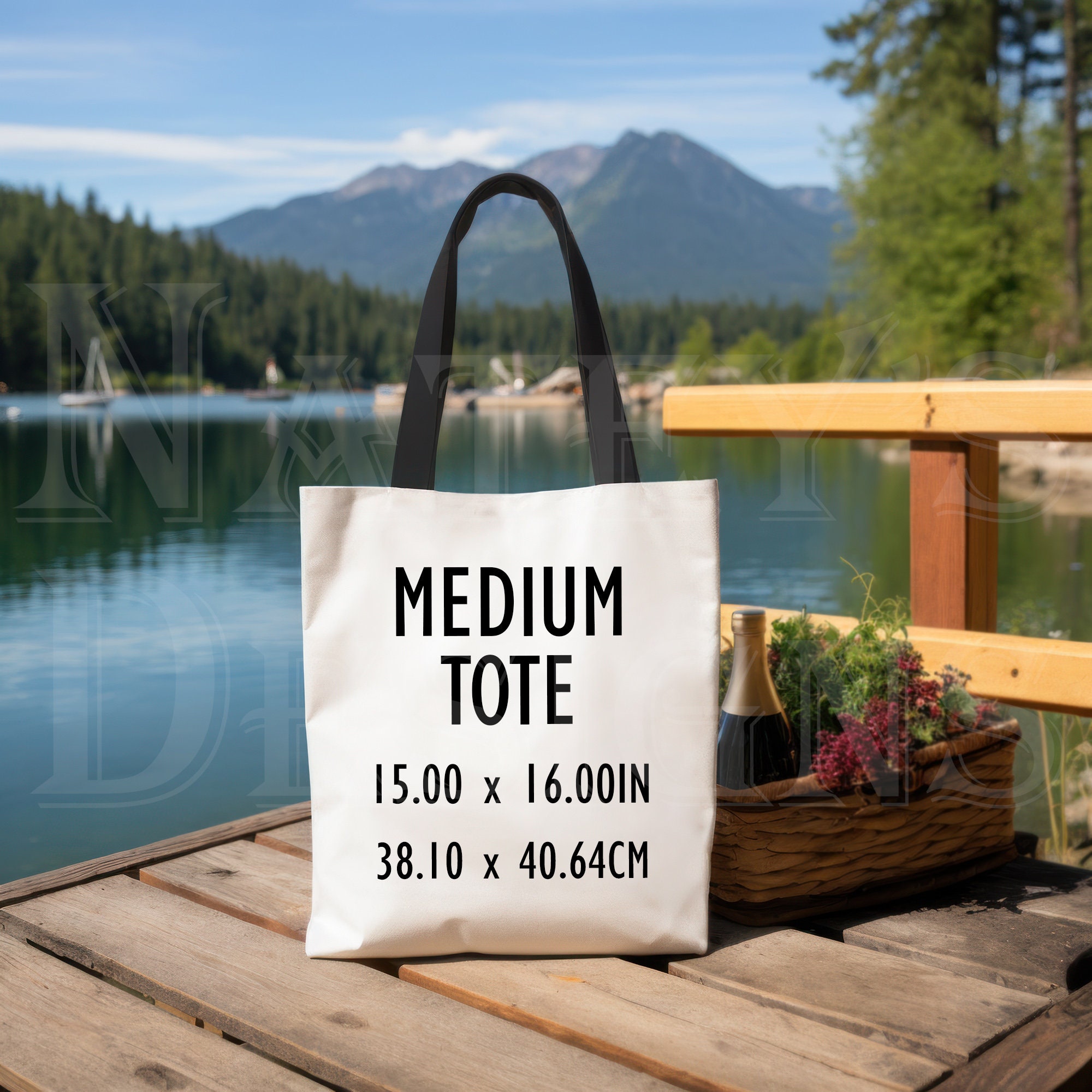 AOP Tote Shopping Bag Mockup Printify Black Handle Tote Mock - Etsy