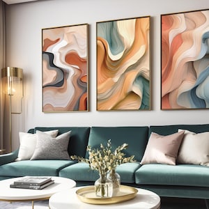 Abstract Tryptic Wall Art Set of 3, Colorful Wall Art, Printable Wall ...