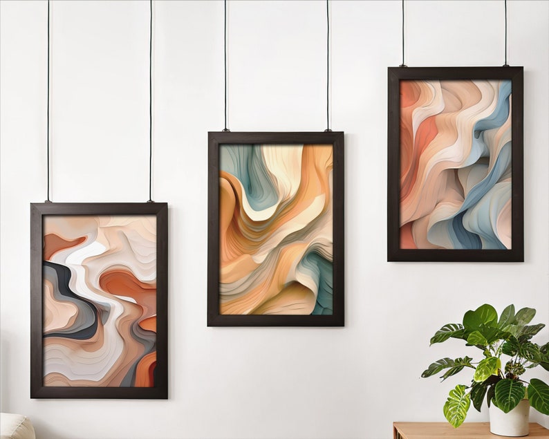 Abstract Tryptic Wall Art Set of 3 Colorful Wall Art - Etsy