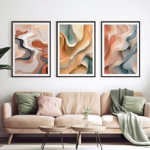 Abstract Tryptic Wall Art Set of 3, Colorful Wall Art, Printable Wall ...
