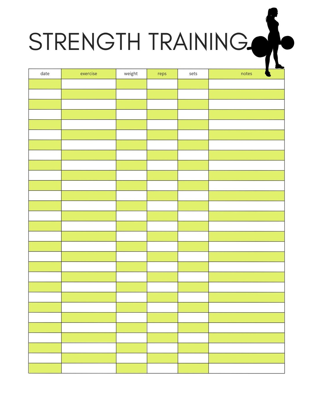 Strength Training Log - Etsy