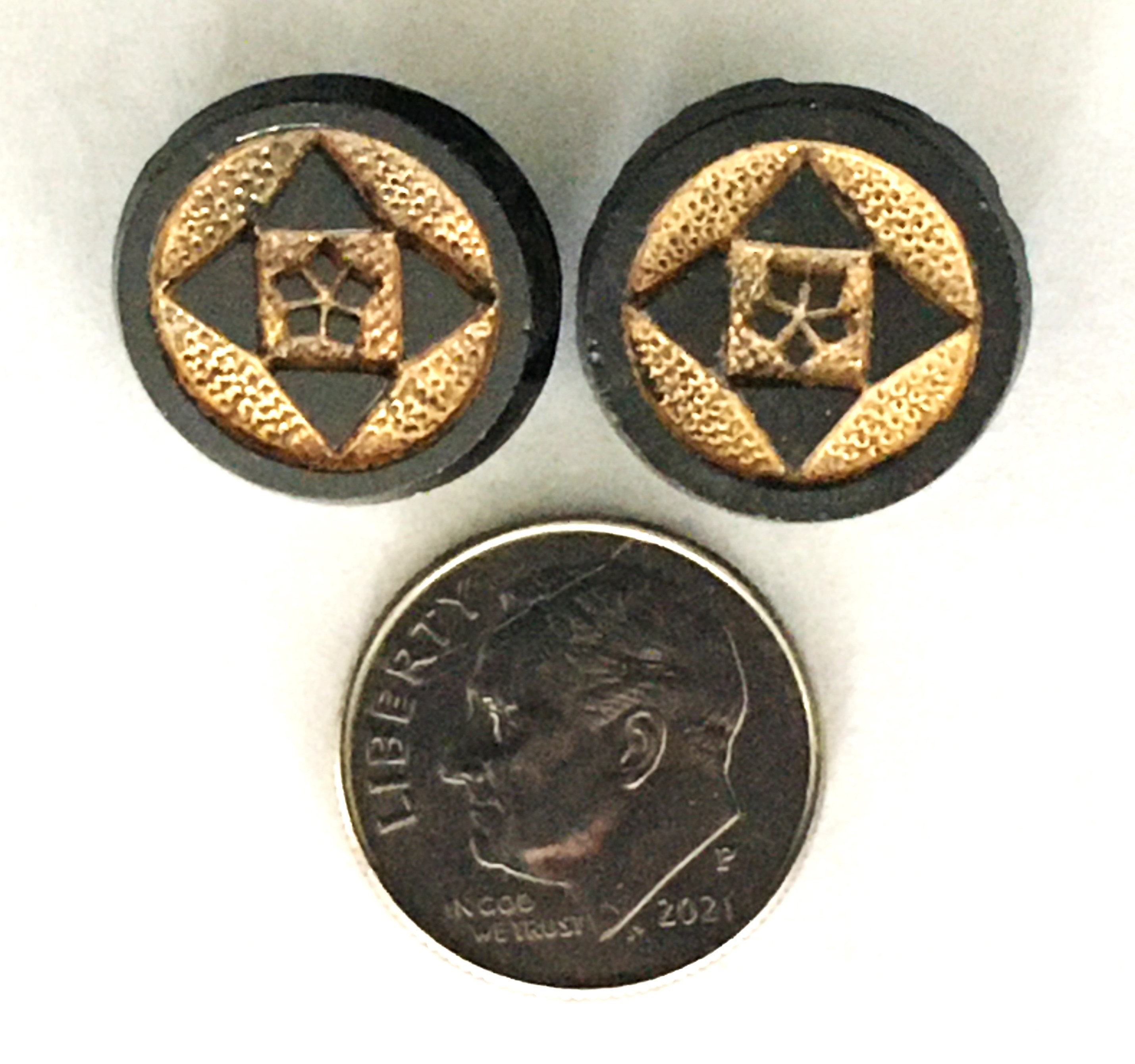 Antique Victorian Edwardian Black Glass & Gilt Buttons, Loop Shanks ...