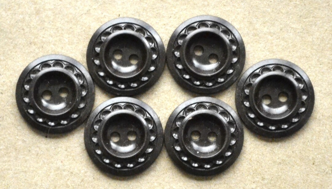 6 Vintage 1950s Brown Molded Buttons 2 Hole Sew Through | Sewing ...