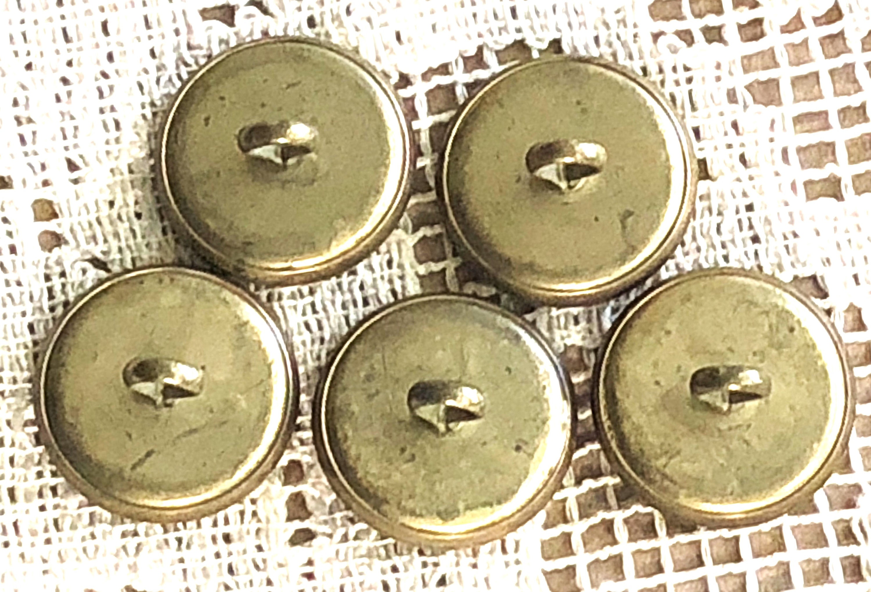 5 Vintage Crest Buttons, Lion Passant Shield, Crown, Gold Tone Metal ...