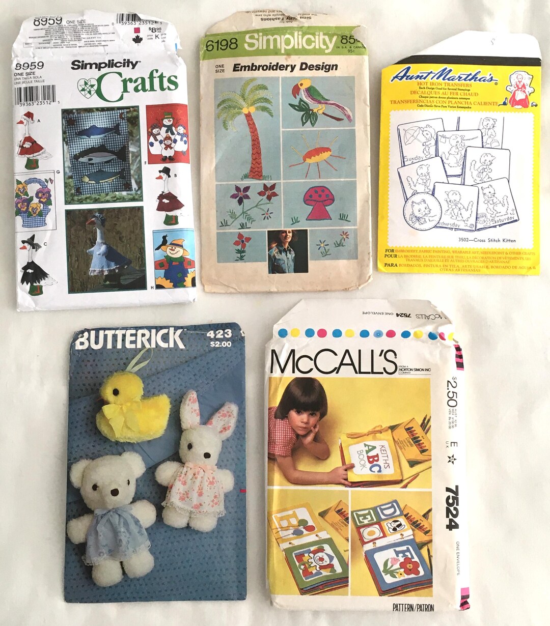 Vintage Sewing Patterns Simplicity Mccall's Butterick Stuffed Animals ...