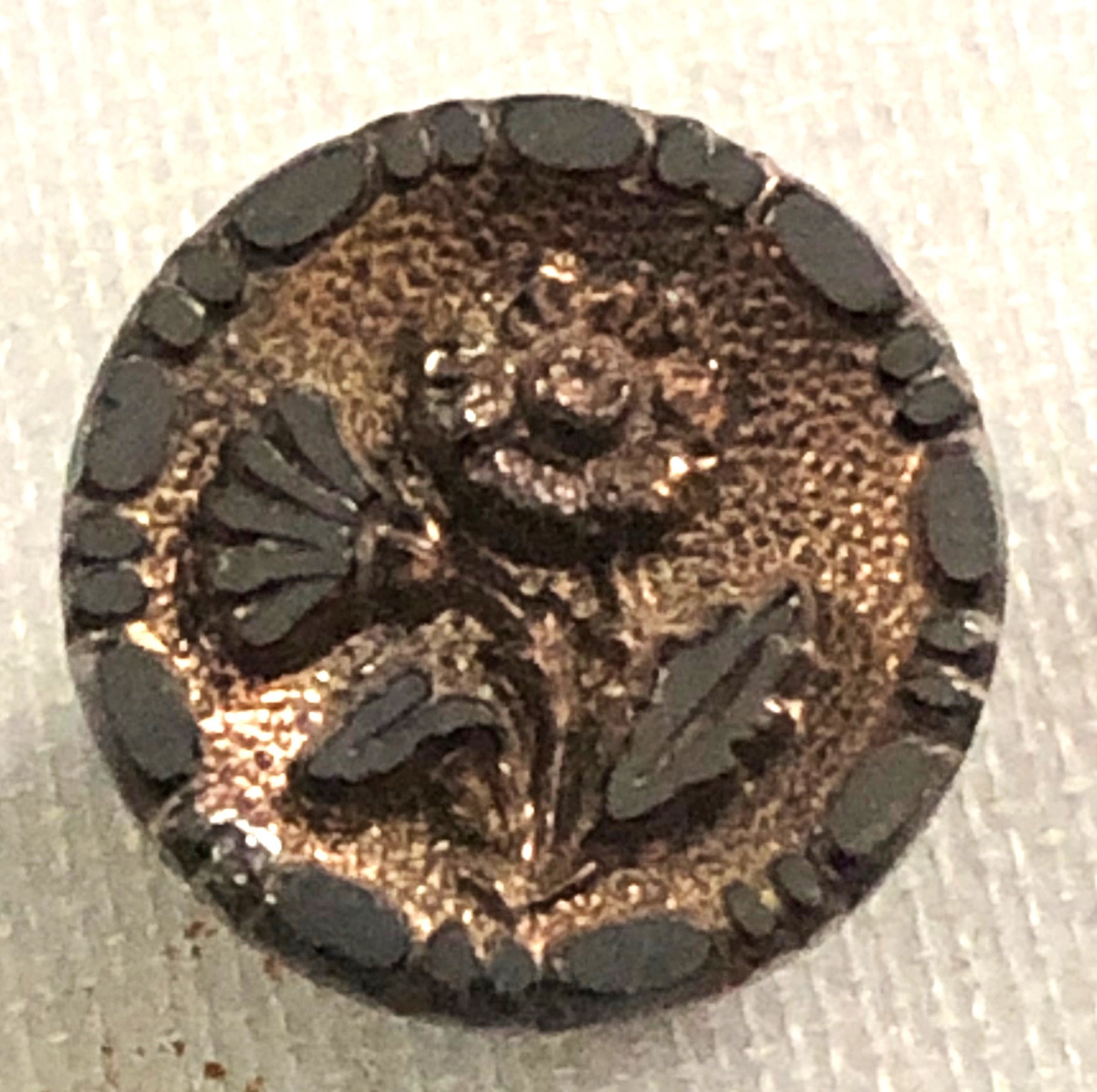 10 Antique Victorian 1800s Black Glass Flower Buttons, Czech, Mourning ...