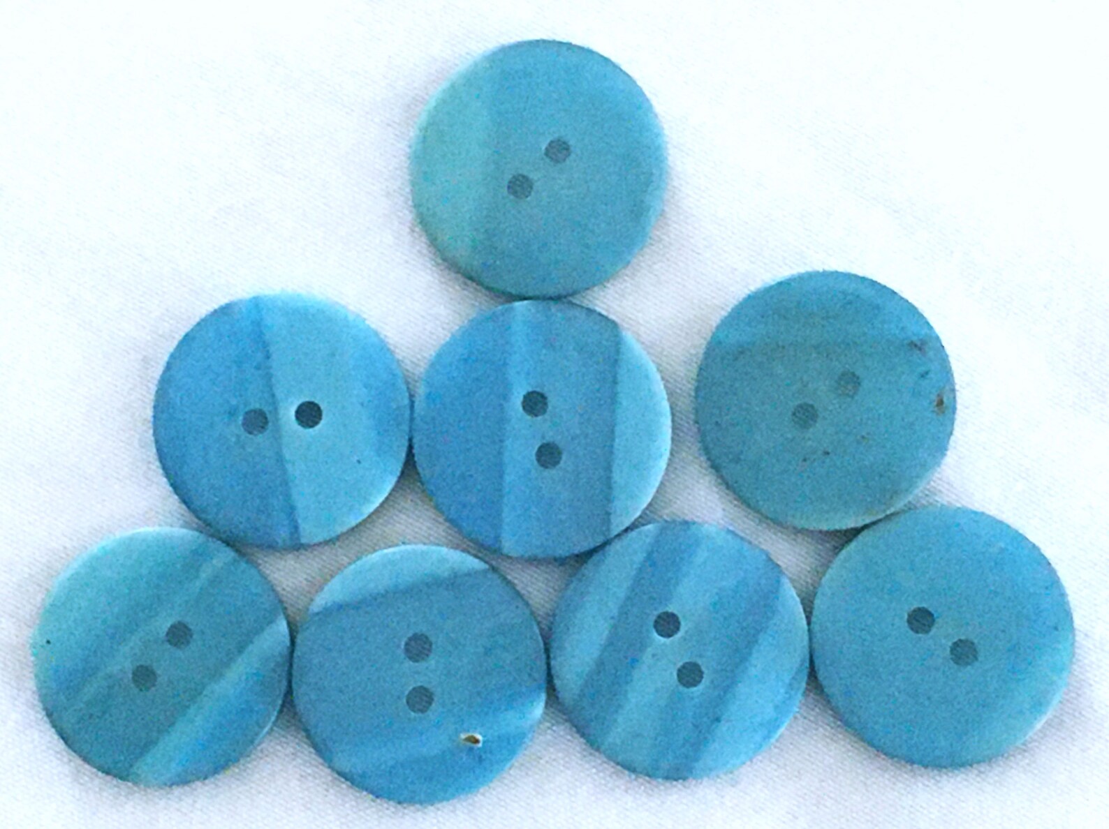 8 Vintage Blue Variegated Round Buttons 2 Hole Sew Through 3/4 Sewing ...