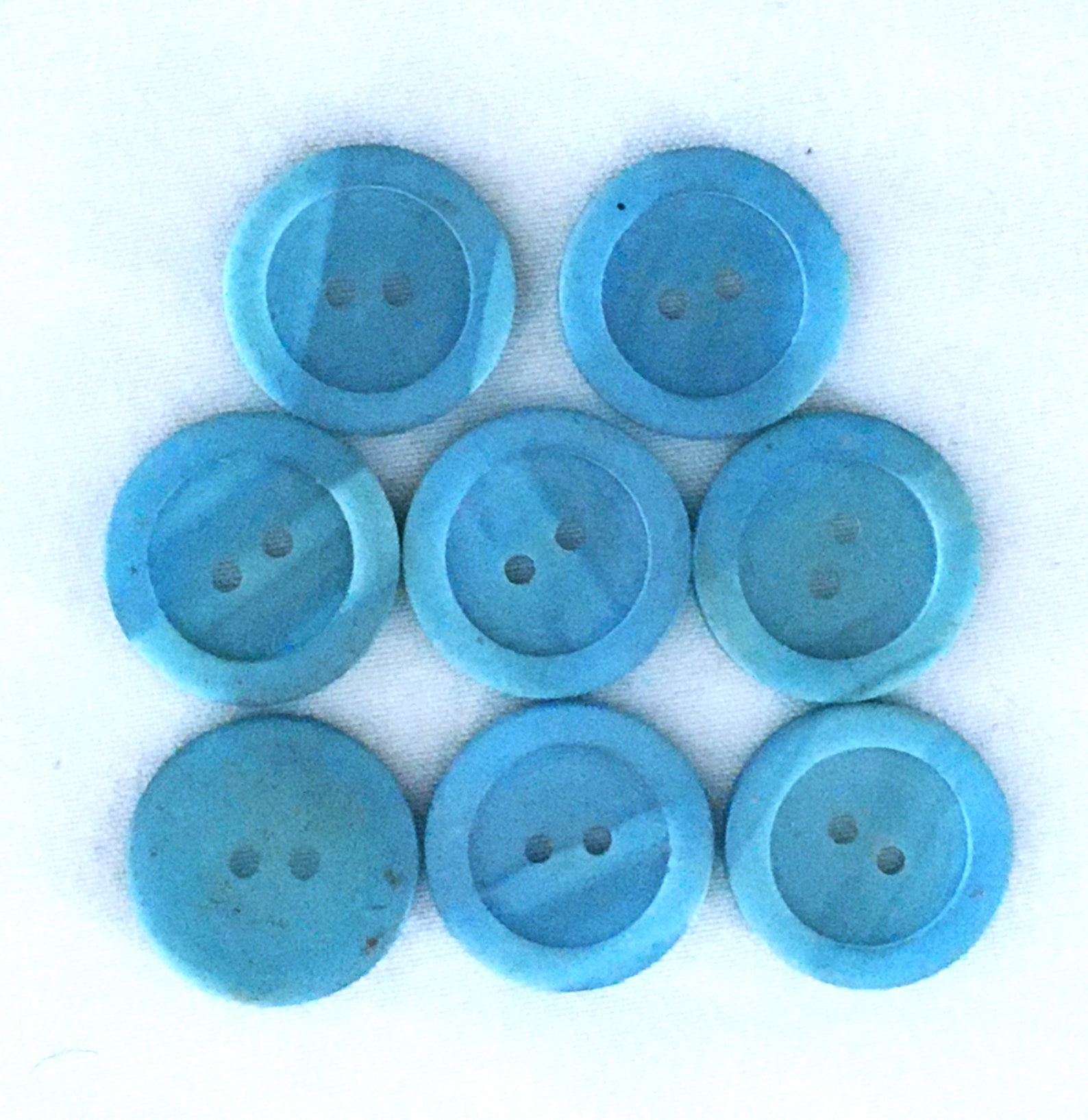 8 Vintage Blue Variegated Round Buttons 2 Hole Sew Through 3/4 Sewing ...