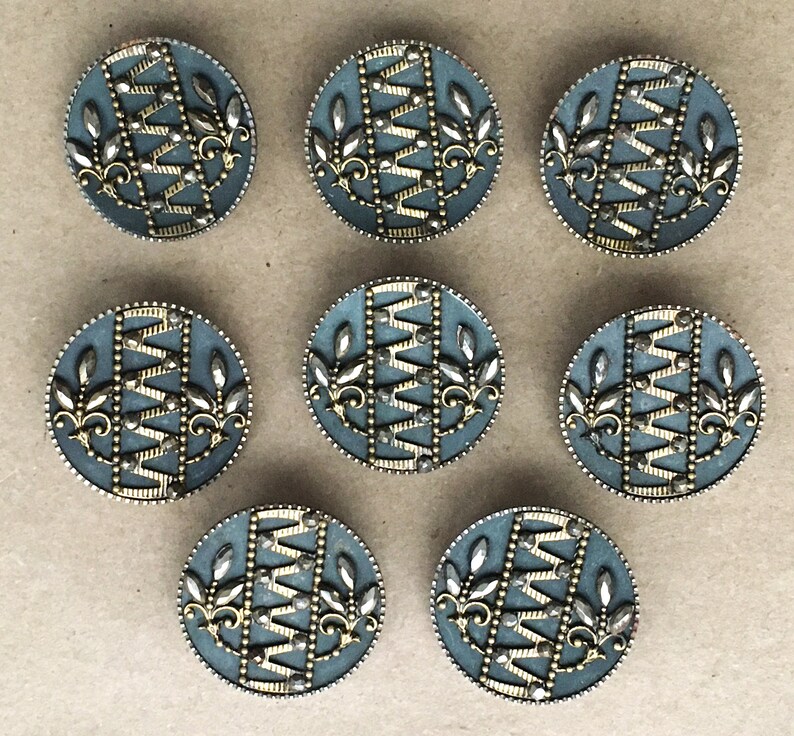Antique Victorian Marcasite Buttons Omega Shank, Black Silver Gold ...