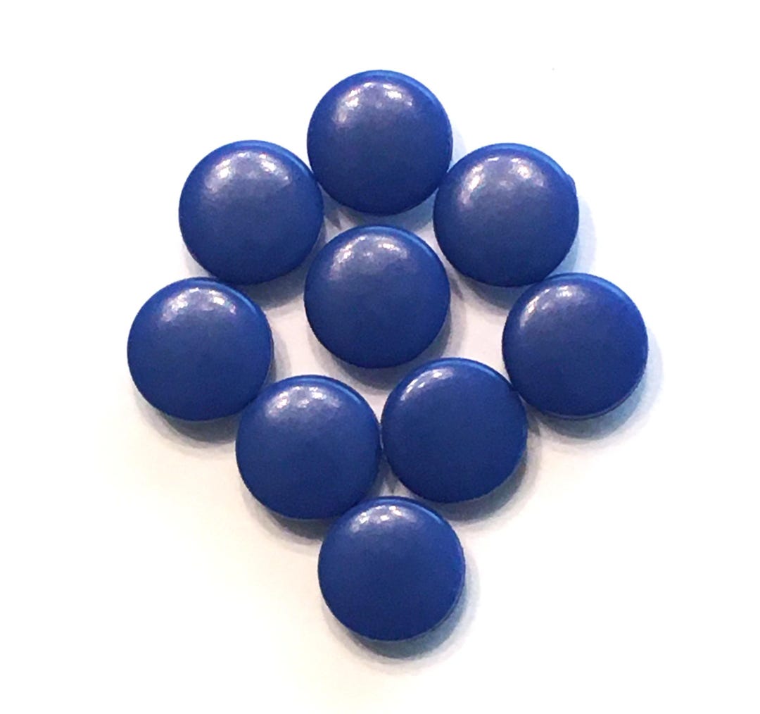 9 Vintage Royal Blue Buttons, Round, Plastic Self Shank | Sewing ...