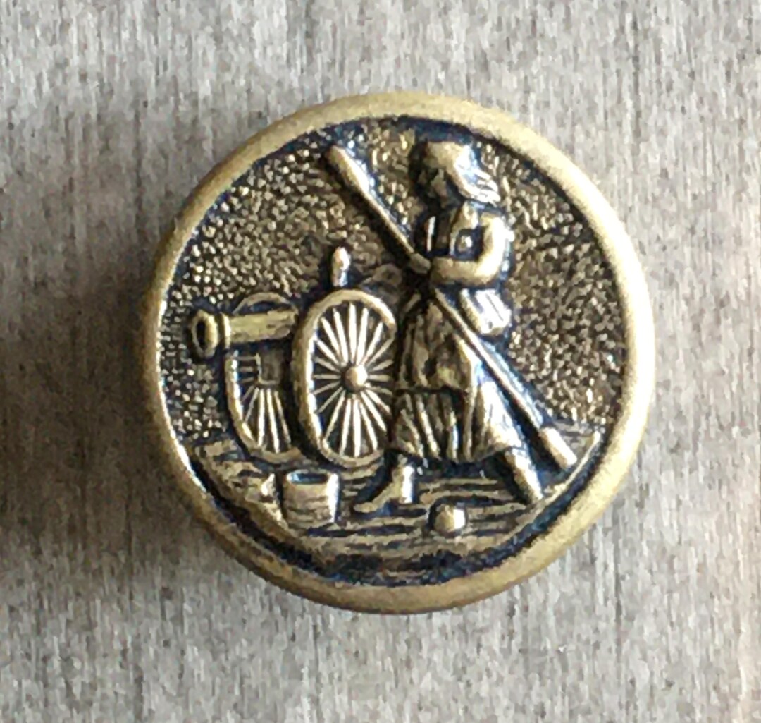 Antique Picture Button, Soldier With Cannon, Metal, Self Shank | Sewing ...