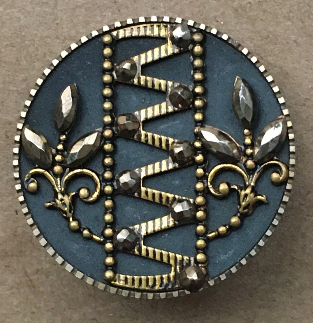 Antique Victorian Marcasite Buttons Omega Shank, Black Silver Gold ...
