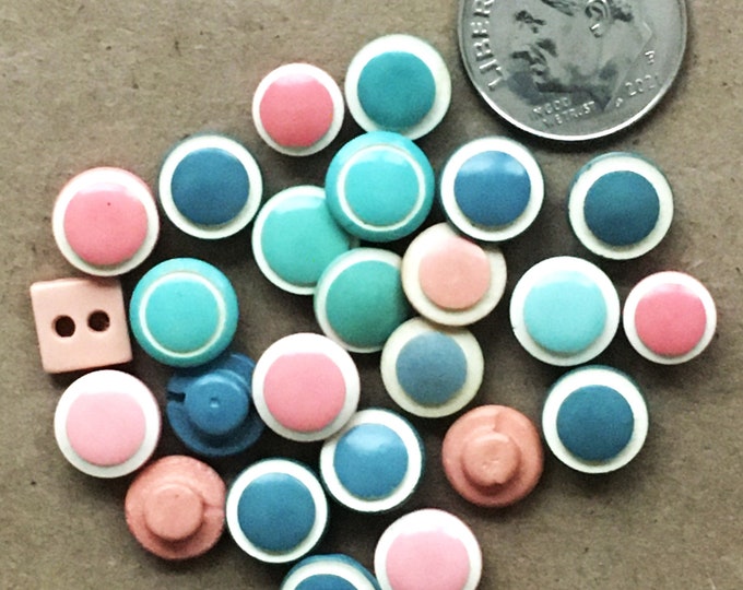 24 Tiny Pink & Blue Shank Buttons, 1 Tiny Square Button | Sewing Baby ...
