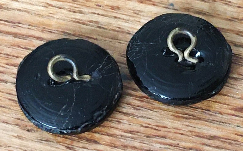2 Antique Victorian 1800s Czech Black Glass Hearts Buttons, Highly ...
