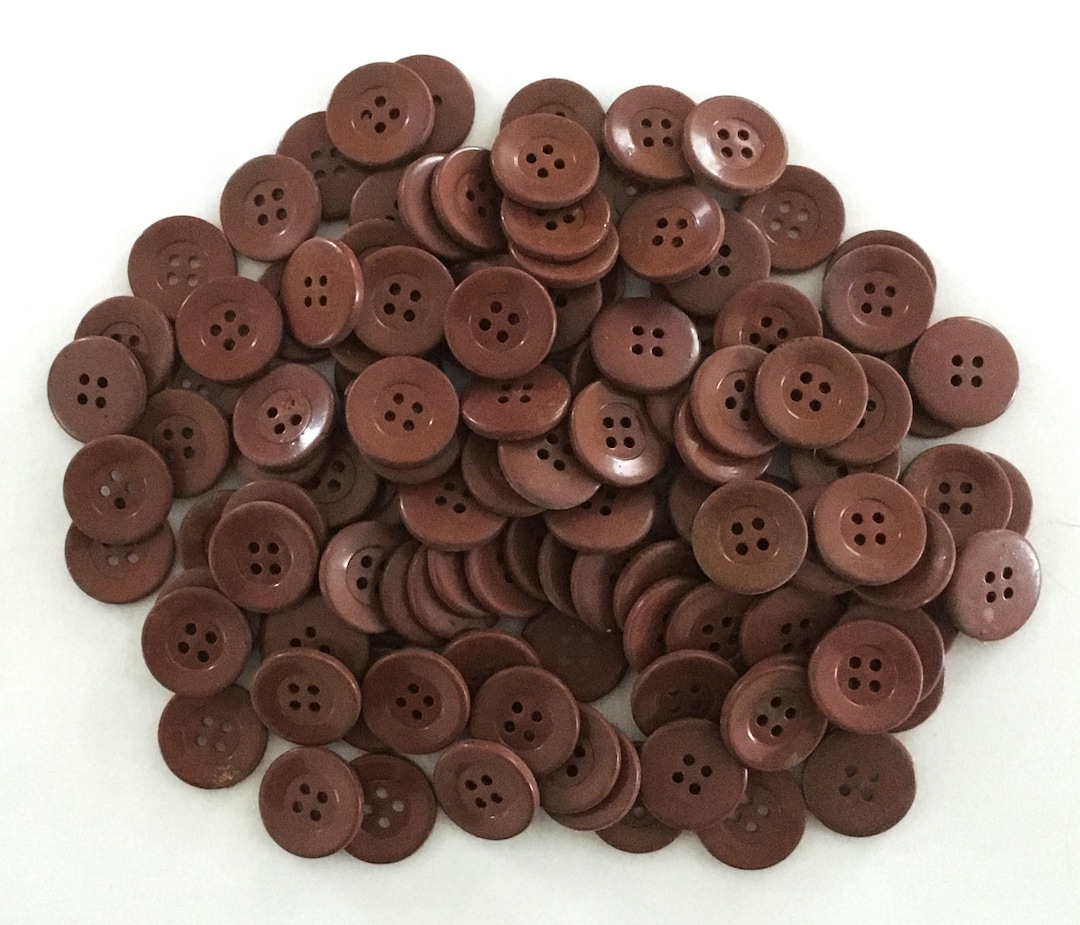 122 Vintage Brown Buttons, Four Hole Sew Through Sewing Sweater Button ...