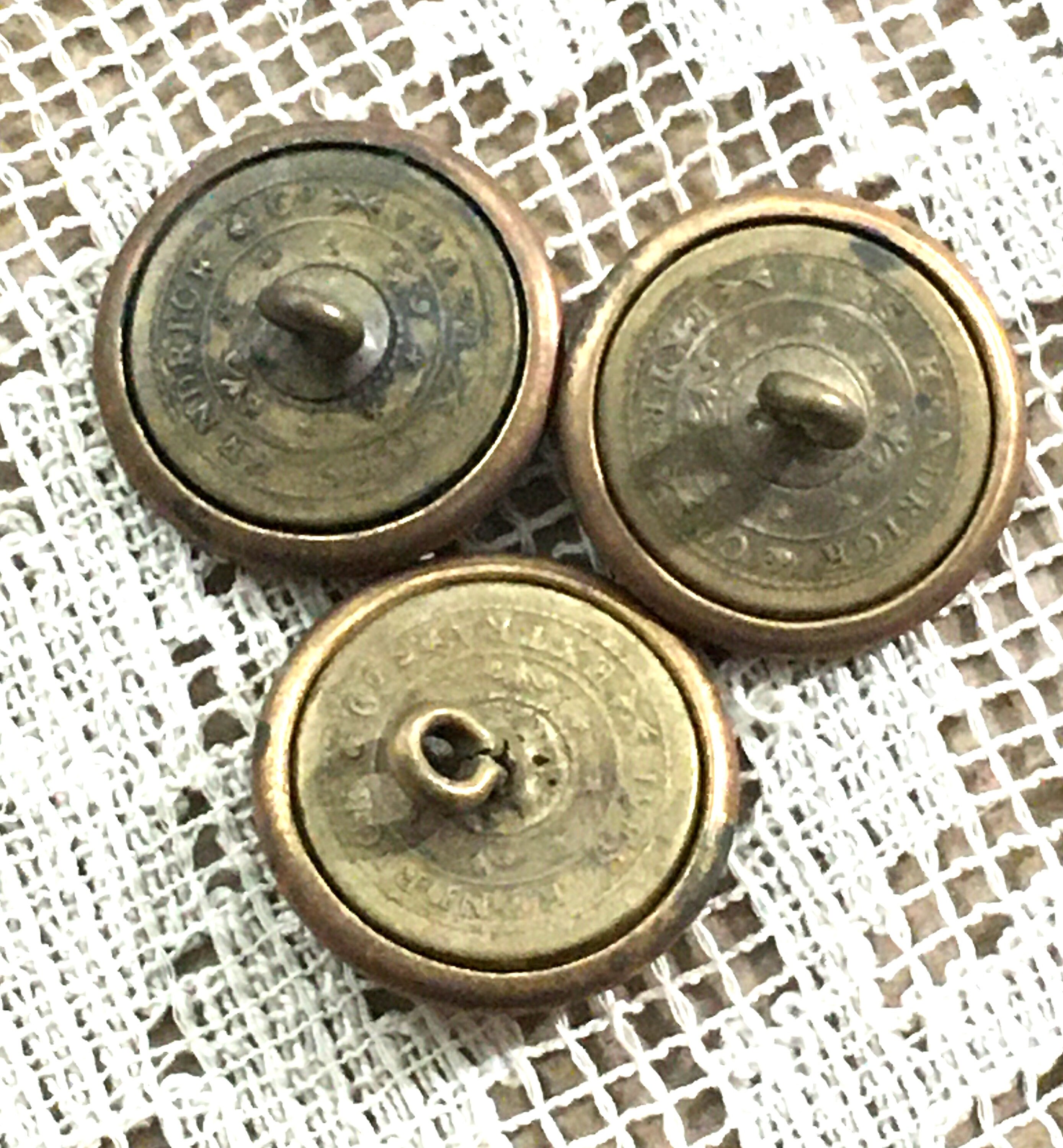 3 Vintage Ives Kendrick & Co Buttons 1830s, Extra, Brass, Embossed ...