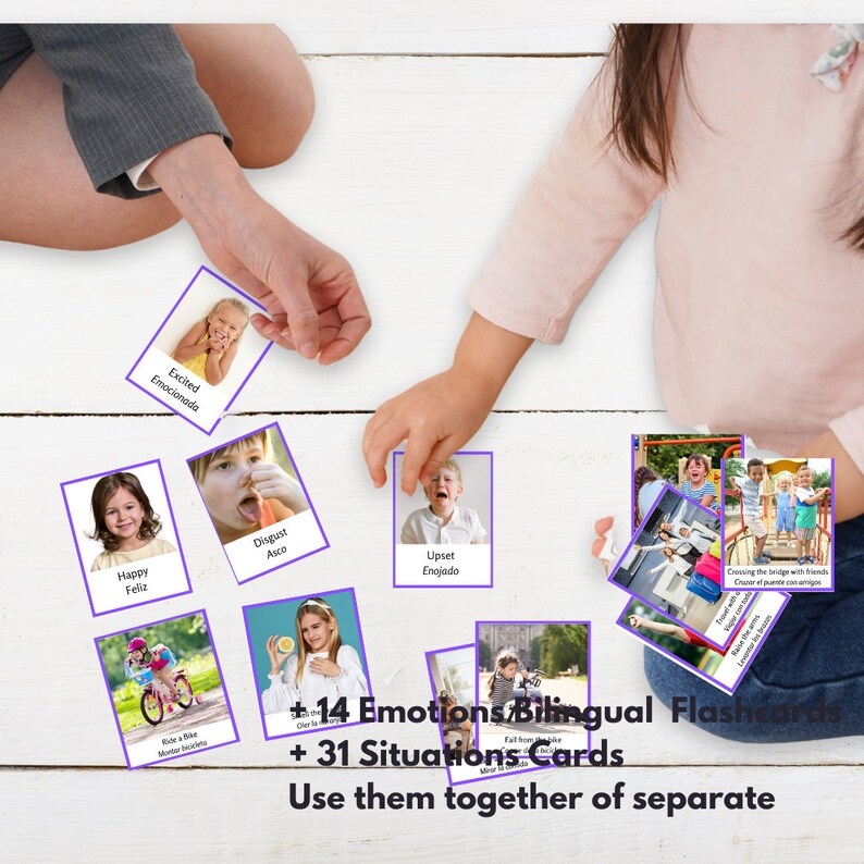 Emotions Flashcards Bilingual, Feelings Check- In, Coloring Sheets ...
