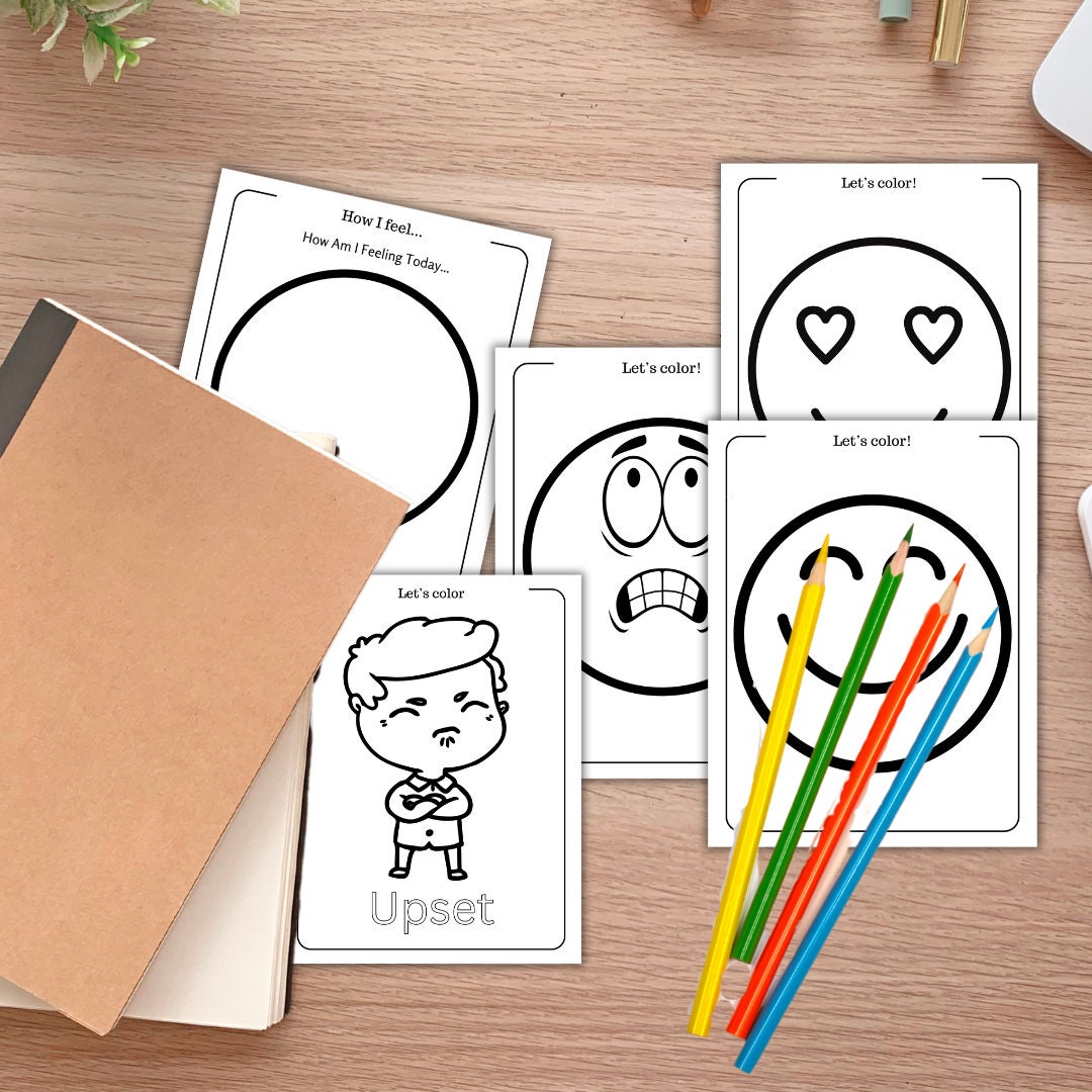 Emotions Flashcards Bilingual, Feelings Check-in, Faces Mask, Coloring ...
