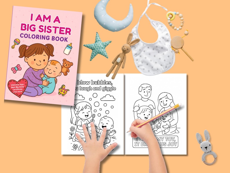 I Am a Big Sister Coloring and Storybook! Sibling Book New Baby is ...