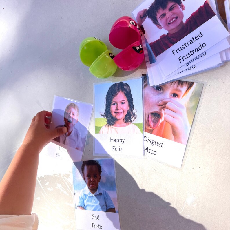 Emotions Flashcards Bilingual, Feelings Check-in, Faces Mask, Coloring ...