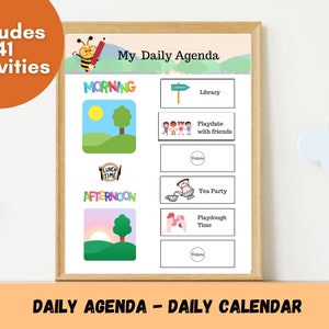 Daily Calendar + Cards for Kids Daily Agenda - Visual Chart Routine ...