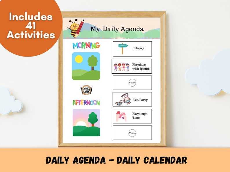 Daily Calendar + Cards for Kids Daily Agenda - Visual Chart Routine ...