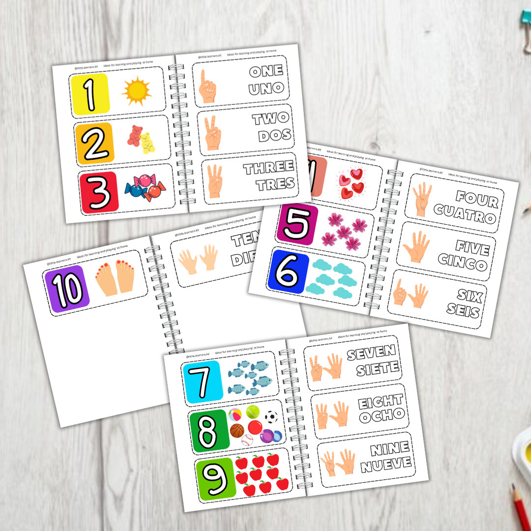 Number Flashcards 1- 10 Preschool Counting Bilingual Playdough Print ...