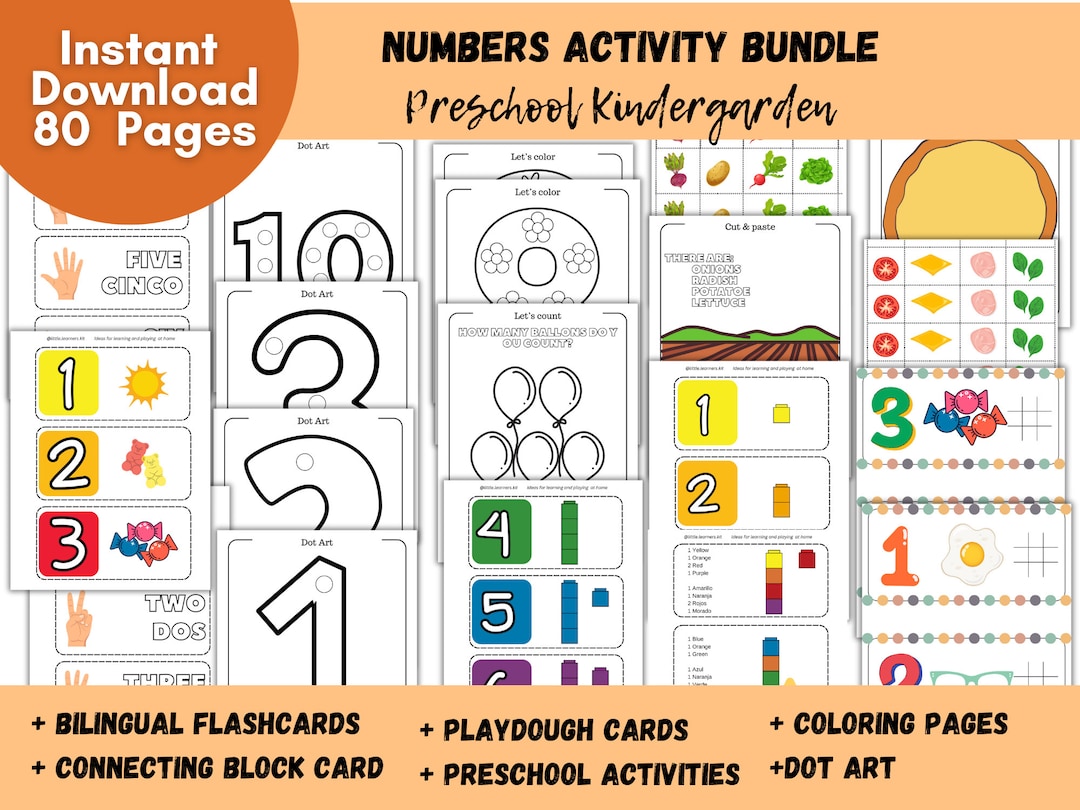 Number Flashcards 1- 10 Preschool Counting Bilingual Playdough Print ...