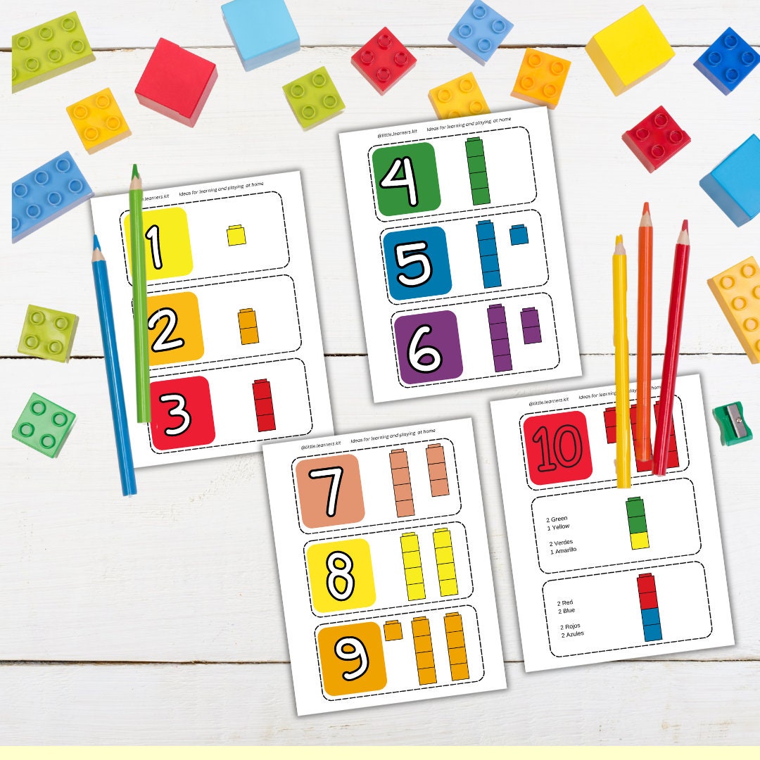 Number Flashcards 1- 10 Preschool Counting Bilingual Playdough Print ...