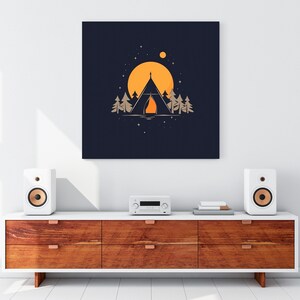 Cute Camping Art, 20x20 Digital Download, Flat Style, Modern Wall Decor ...