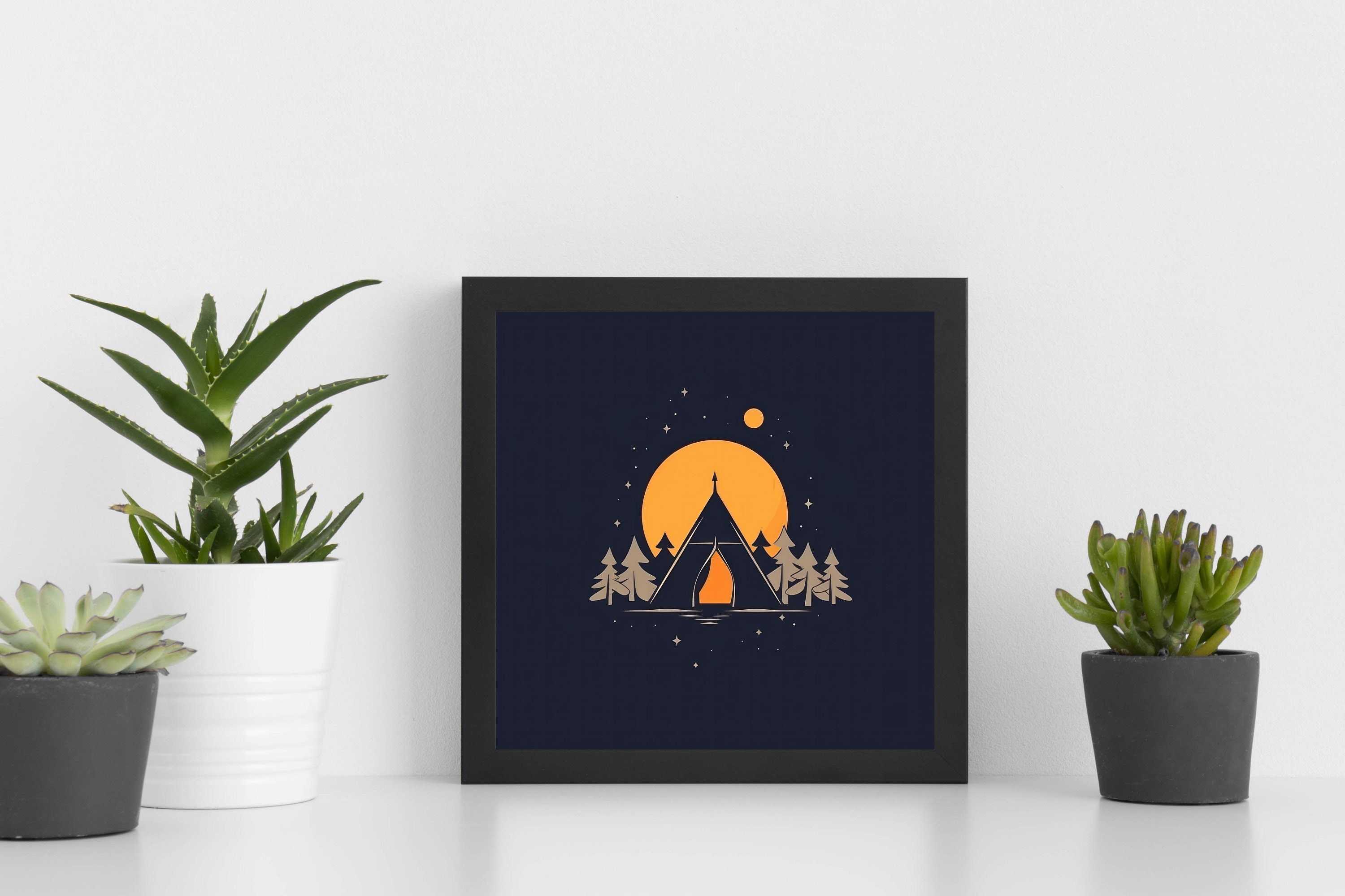 Cute Camping Art, 20x20 Digital Download, Flat Style, Modern Wall Decor ...