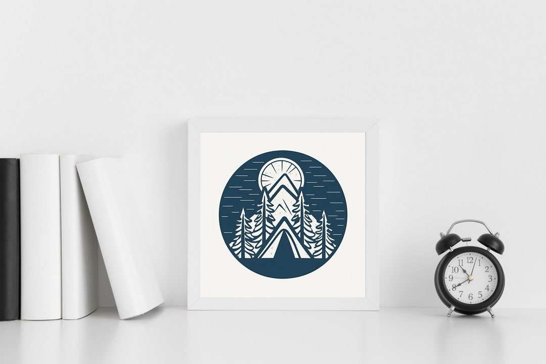 Cute camping art, 20x20 Digital Download, Flat Style, Modern Wall Decor ...