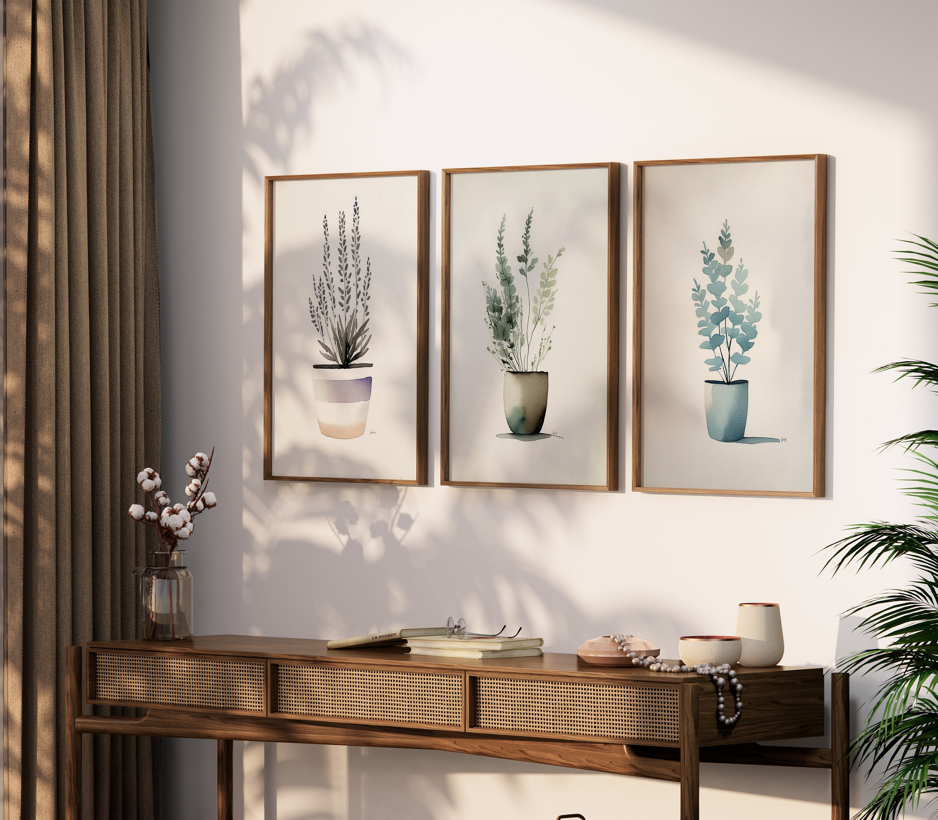 Set of 3 Downloadable Prints, Set of 3, Gallery Wall, Plant Art Gallery ...