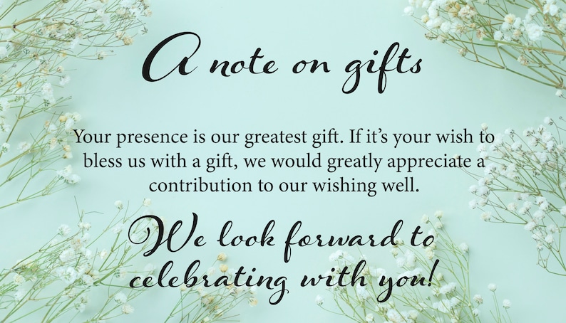 A Note on Gifts - Wedding Invitation Insert - Etsy