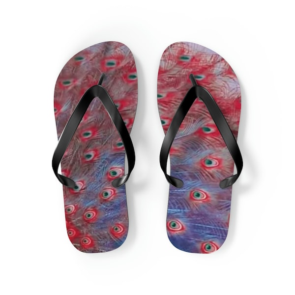 Peacock Flip Flops - Etsy