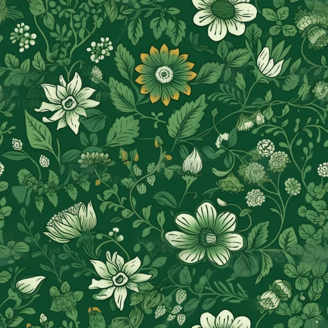 Green Floral Pattern 3 - Etsy
