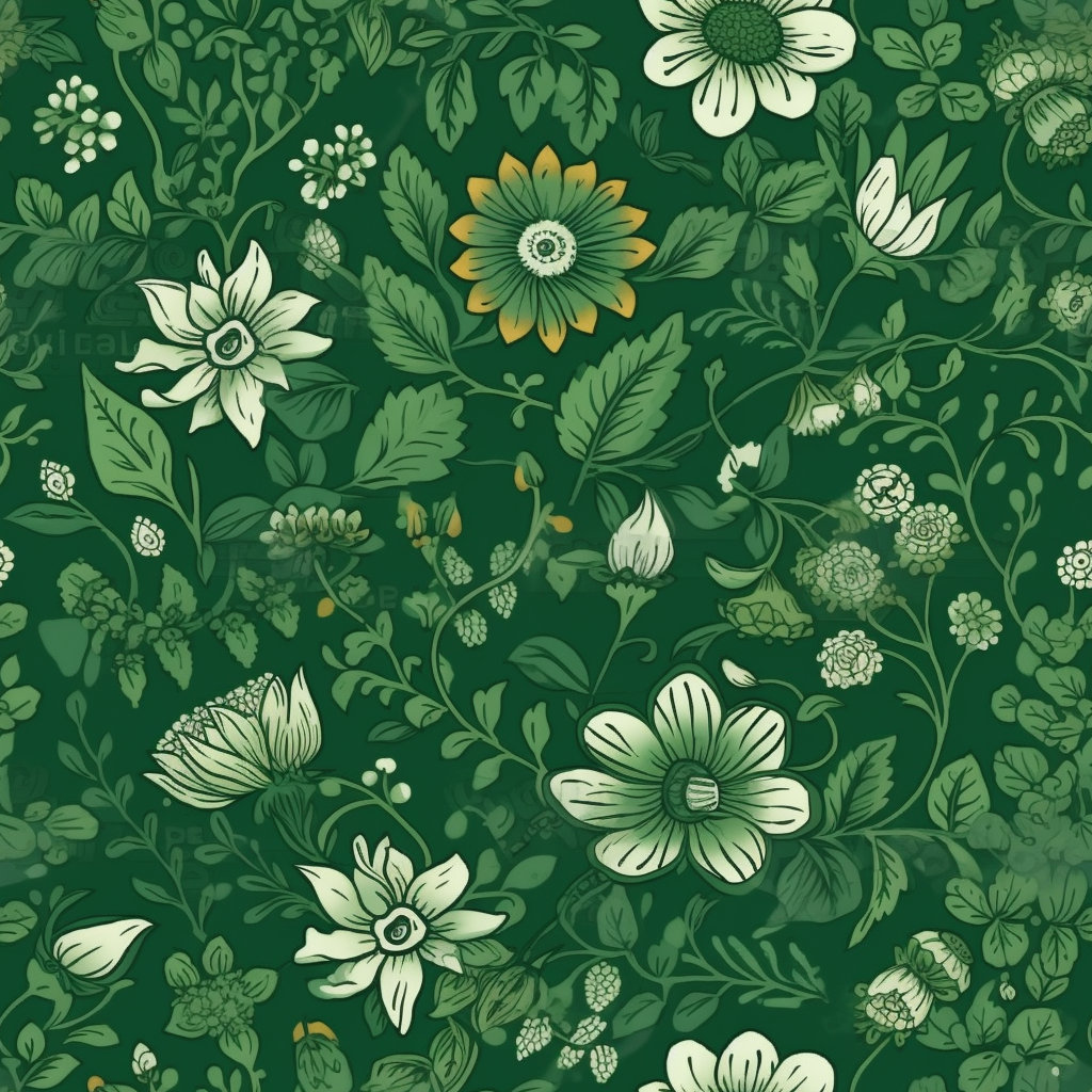 Green Floral Pattern 3 - Etsy