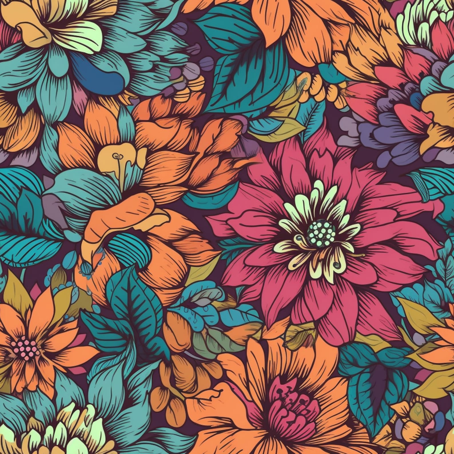 Multi Color Floral Pattern 2 - Etsy