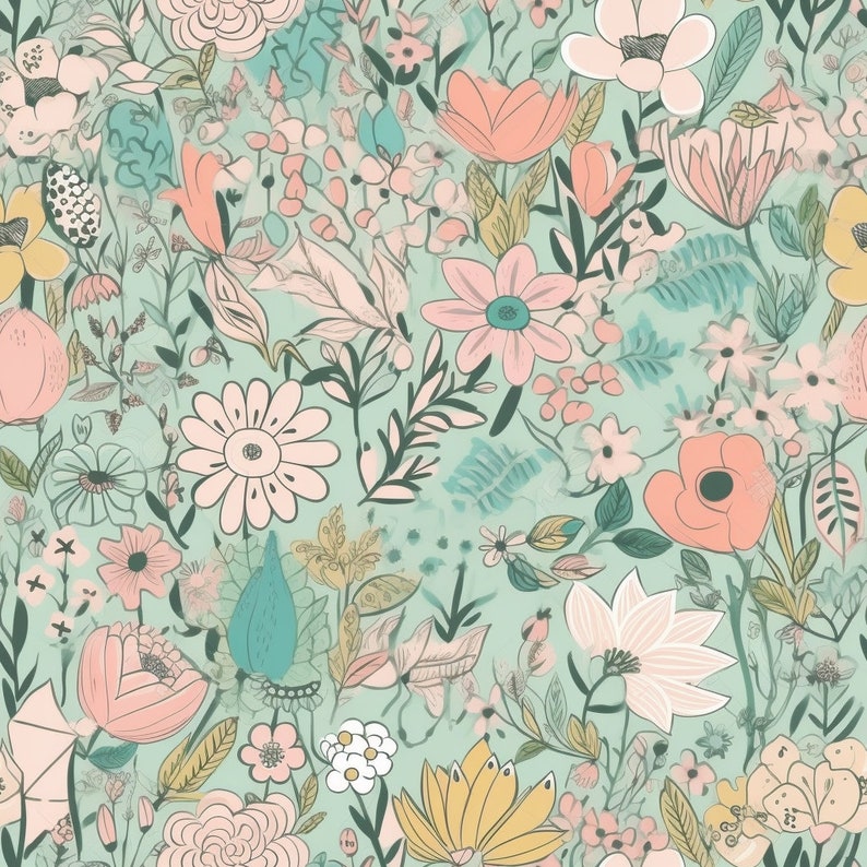 Cute Pastel Spring Flowers Pattern - Etsy