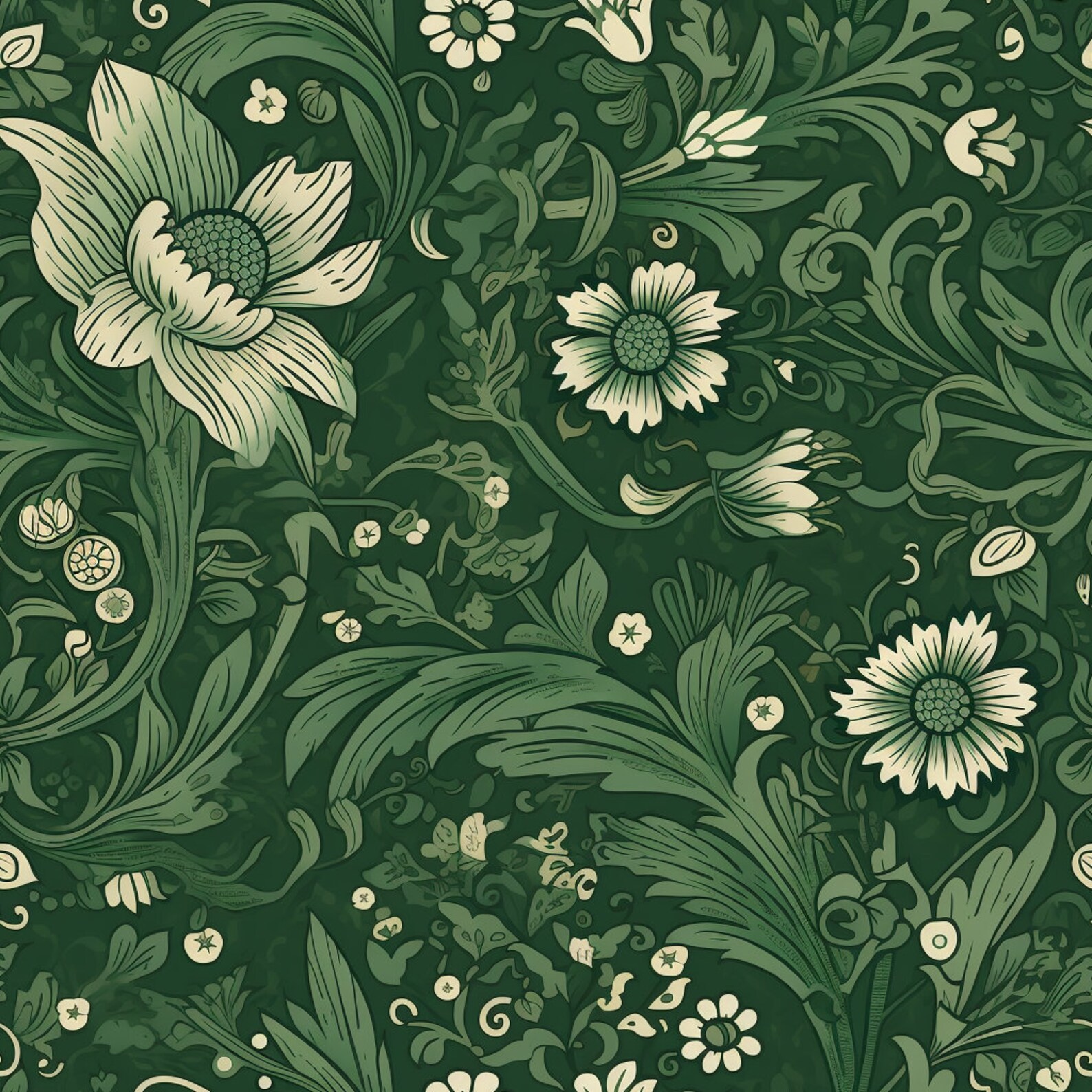Green Floral Pattern 2 - Etsy