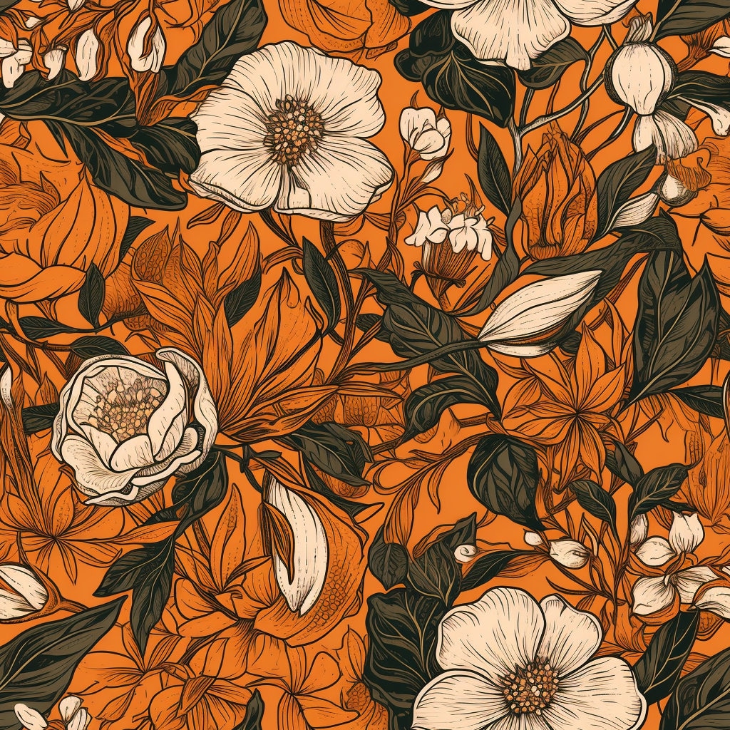 Orange Floral Pattern 1 - Etsy