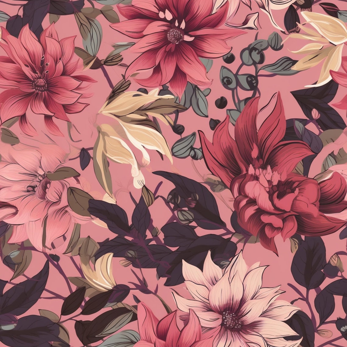 Pink Floral Pattern 1 - Etsy