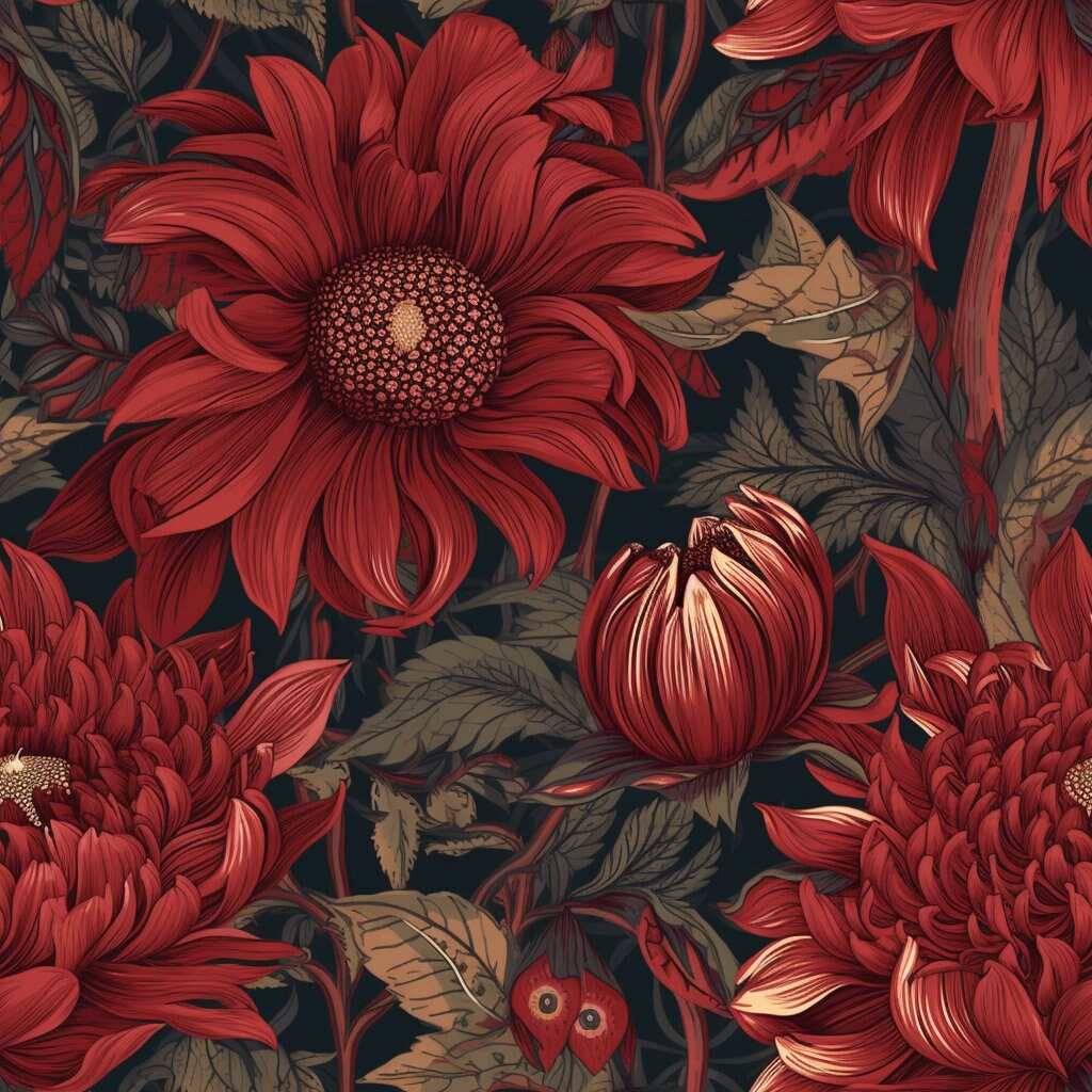 Red Floral Pattern - Etsy