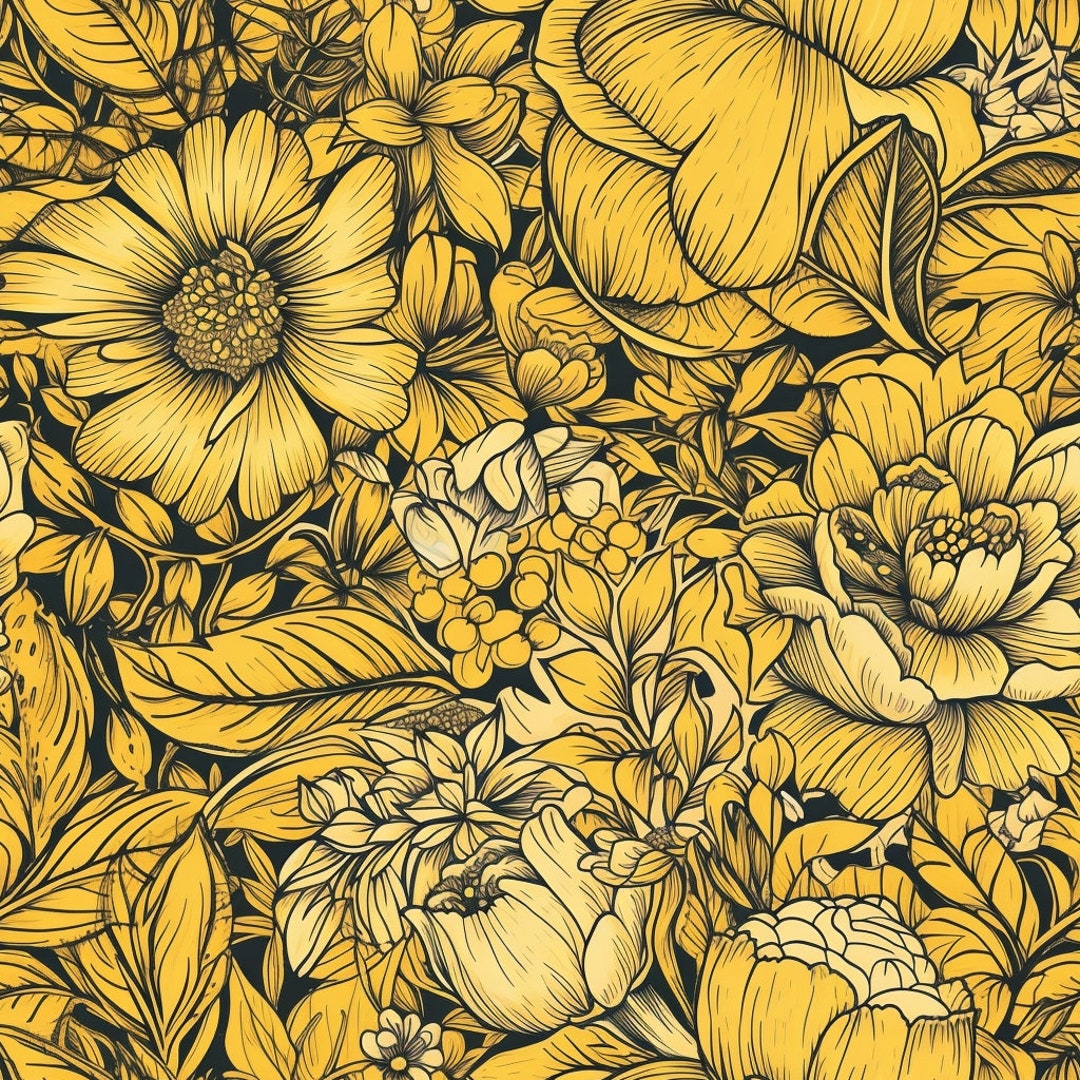 Yellow Floral Pattern 3 - Etsy