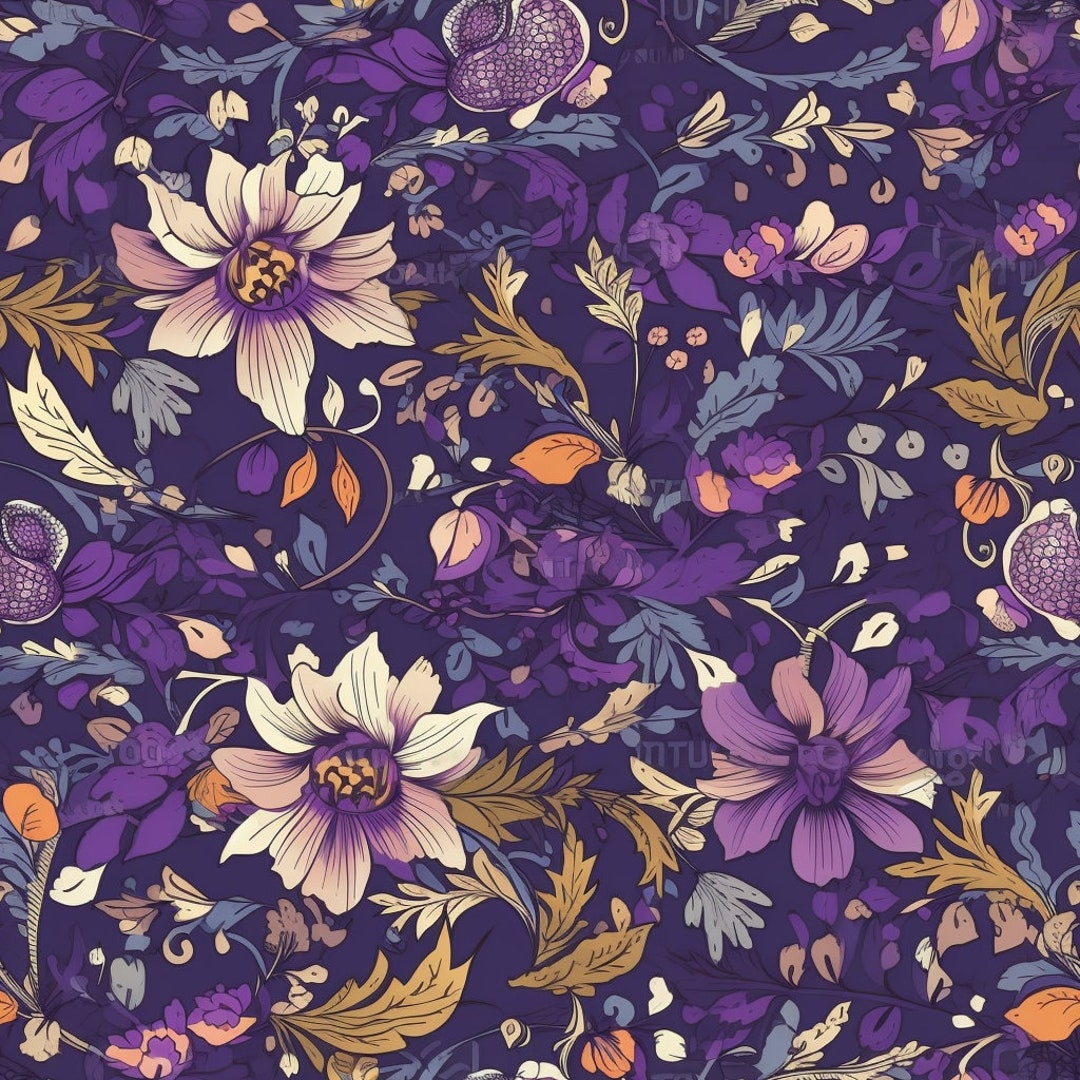 Violet Floral Pattern 1 - Etsy